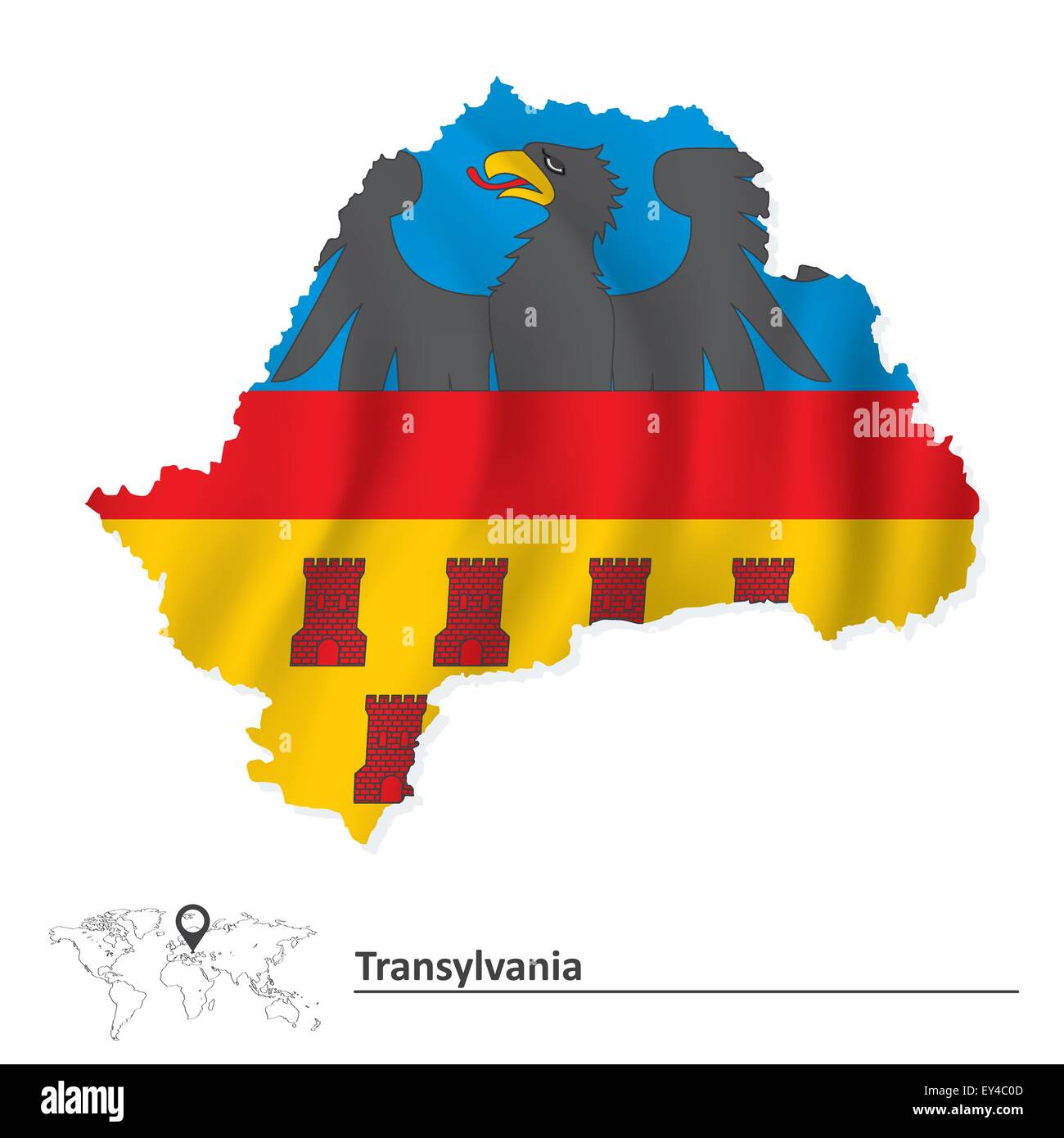Map of Transylvania with flag - vector illustration Stock Vector Image ...