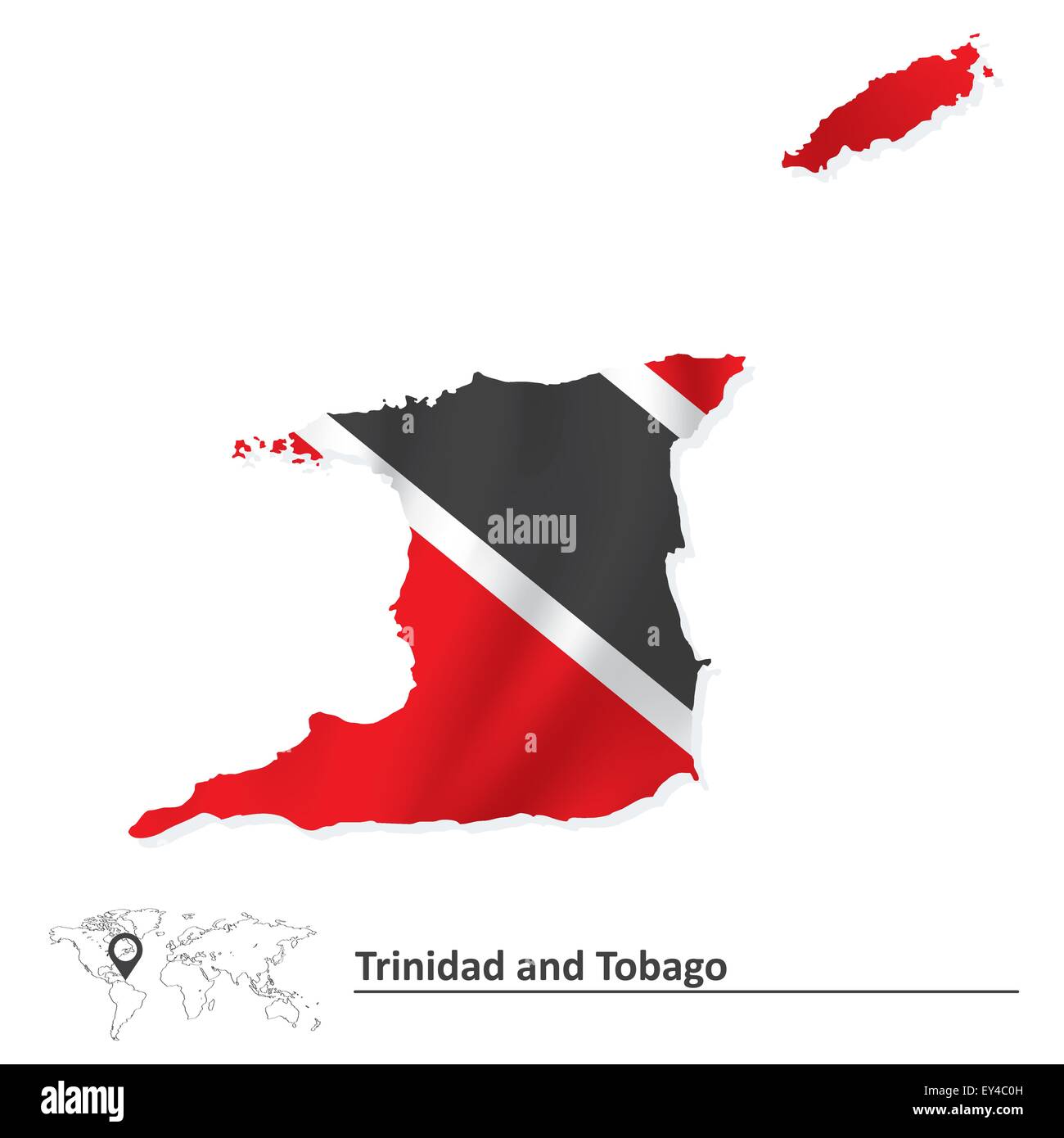Map of Trinidad and Tobago with flag - vector illustration Stock Vector ...