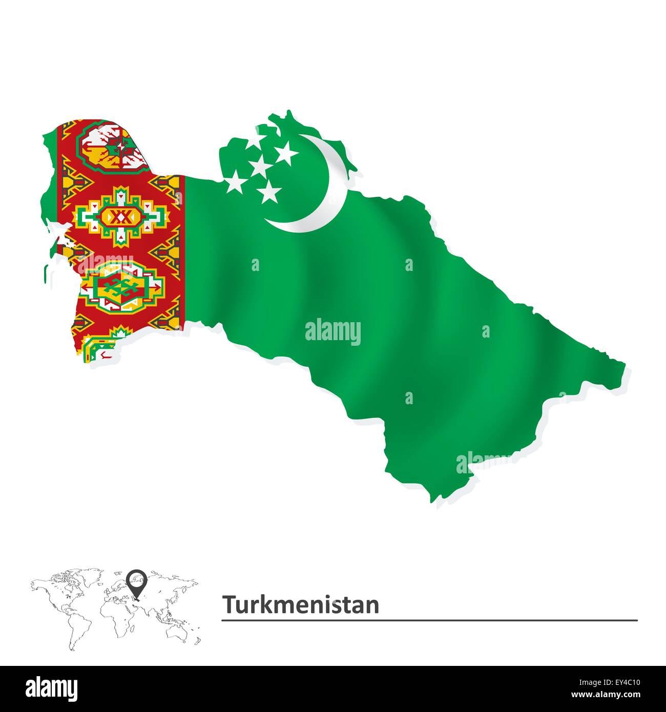 Turkmenistan flag map Stock Vector Images - Alamy
