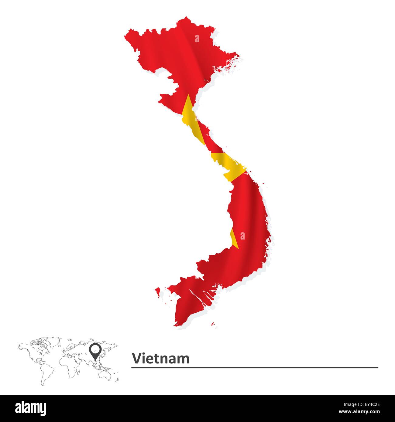 Map of Vietnam with flag - vector illustration Stock Vector Image & Art ...