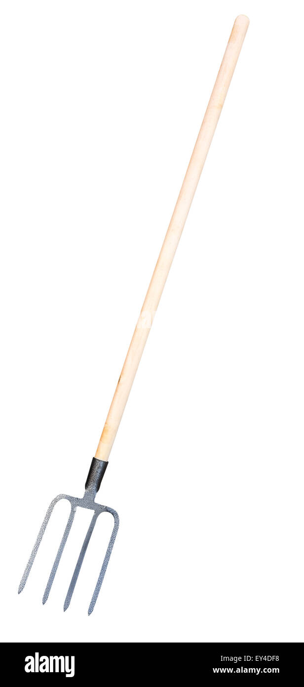 the metallic pitchfork isolated on white background Stock Photo - Alamy