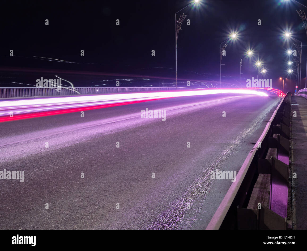 Car Light lines on the road, bridge Stock Photo - Alamy