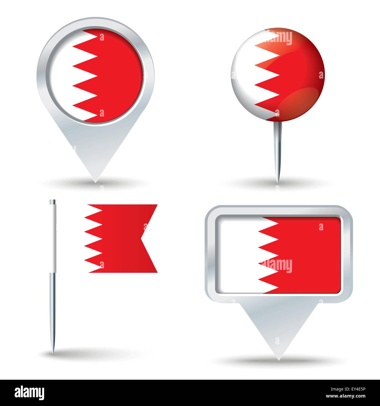 Map pins with flag of Bahrain - vector illustration Stock Vector Image ...