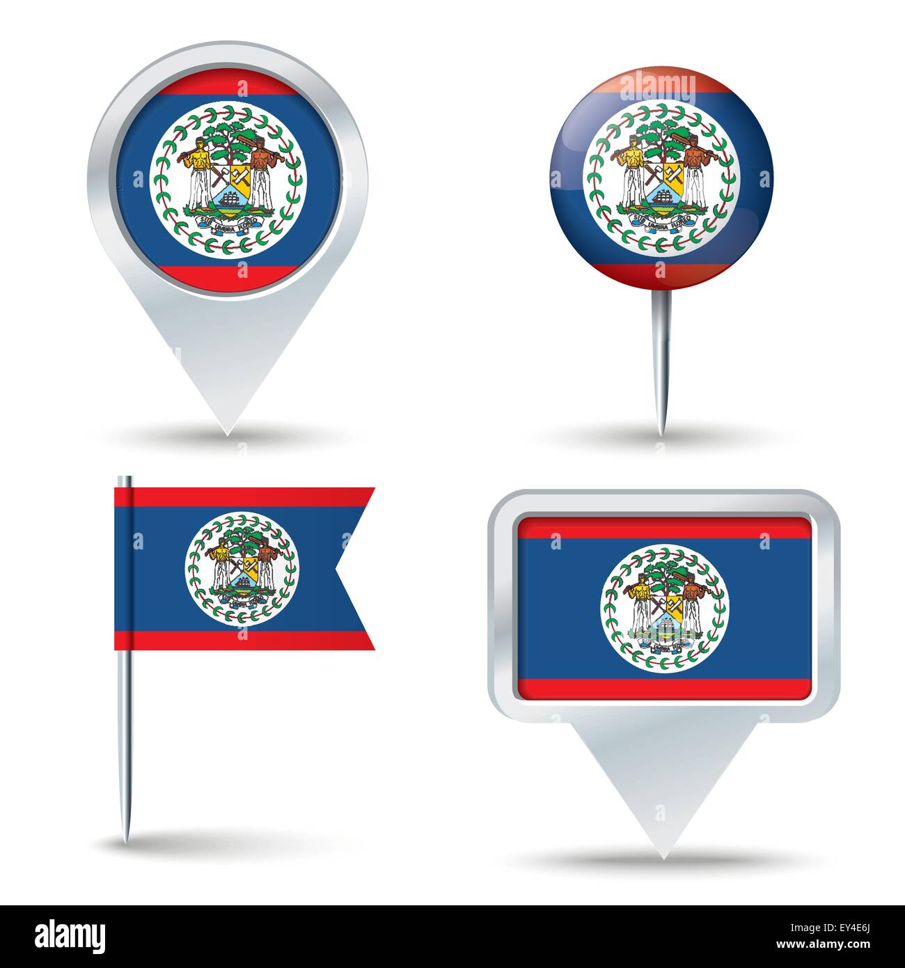 Map pins with flag of Belize - vector illustration Stock Vector Image ...