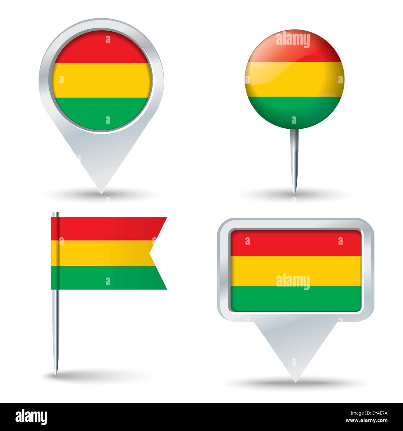 Map pins with flag of Bolivia - vector illustration Stock Vector Image ...