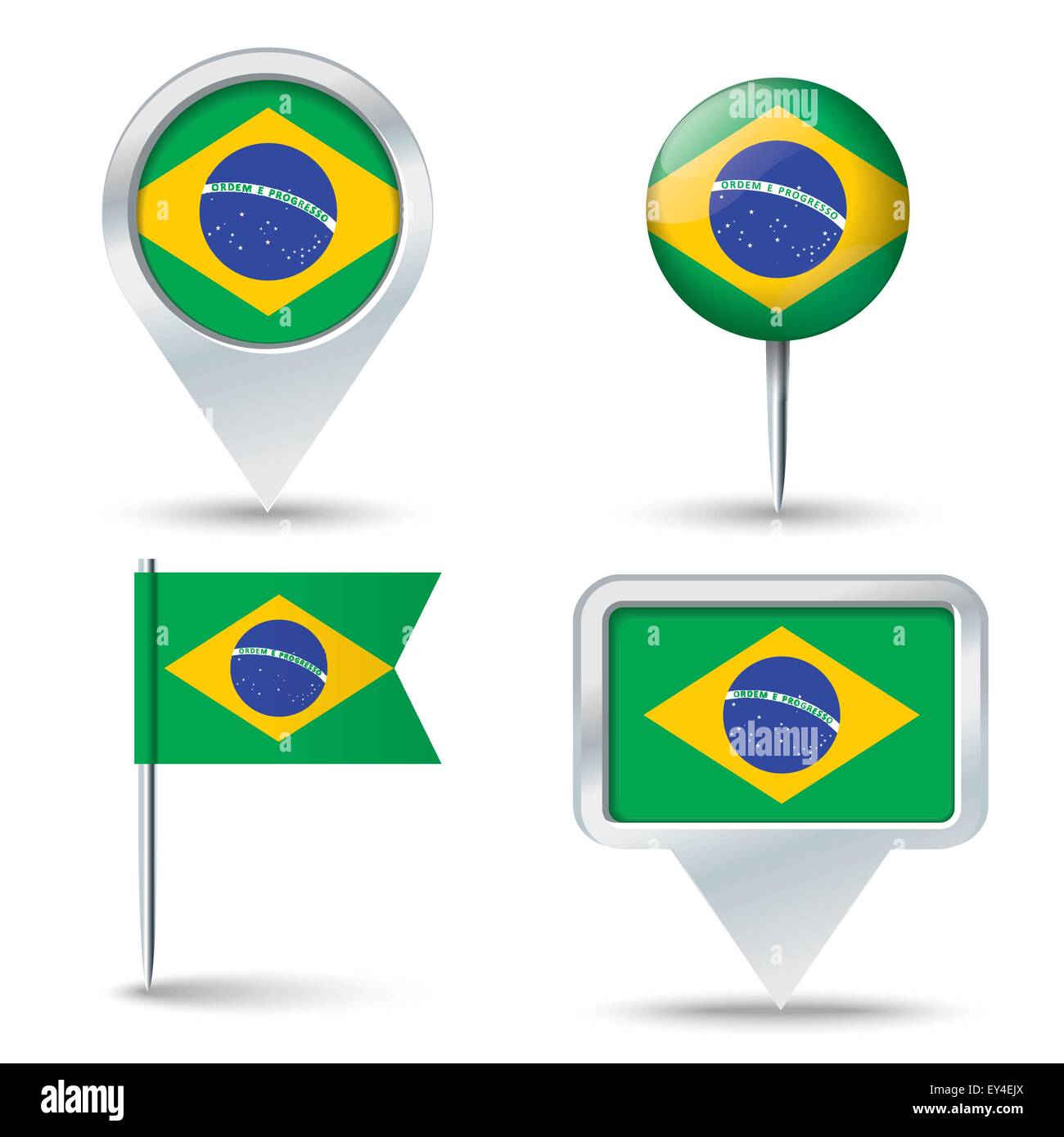 Map pins with flag of Brazil - vector illustration Stock Vector Image ...