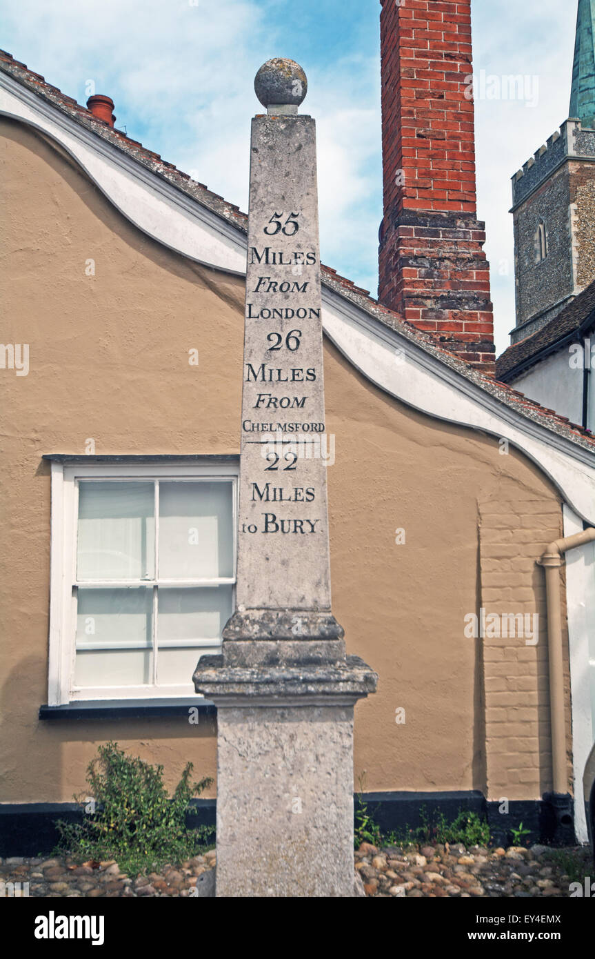 Nayland, Mile Stone Sign, Suffolk, East Anglia, England Stock Photo - Alamy