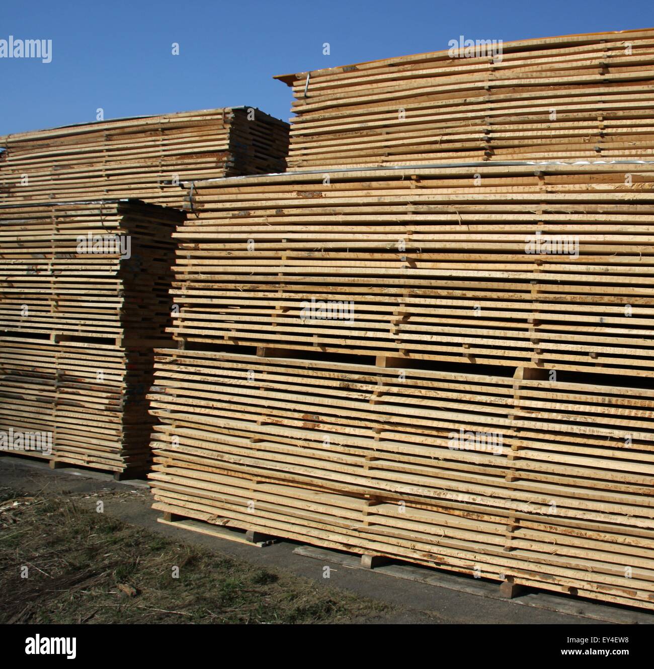 storehouse of wood and planks in the landscape Stock Photo - Alamy