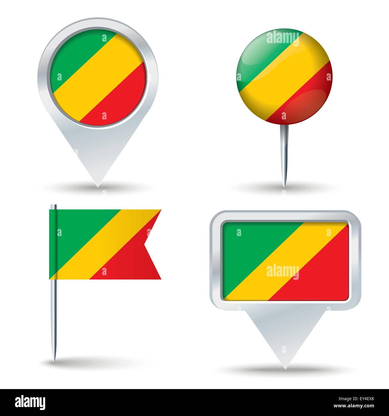 Map pins with flag of Republic of Congo - vector illustration Stock ...