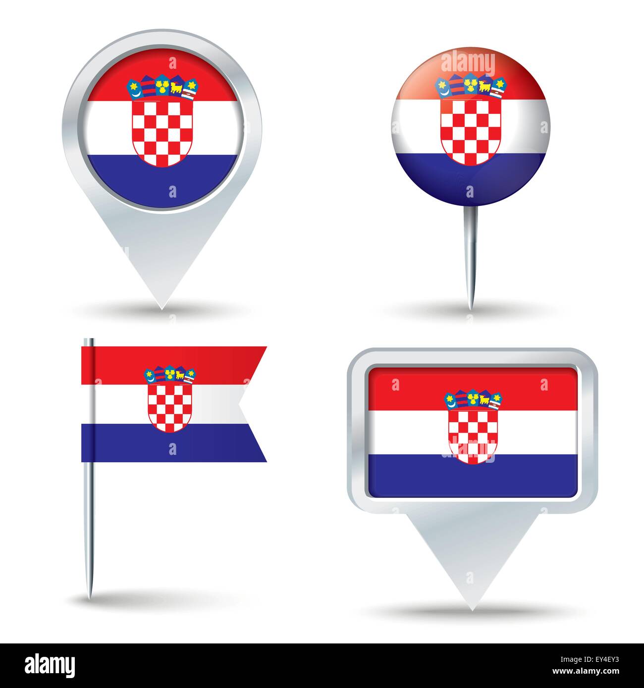 Map pins with flag of Croatia - vector illustration Stock Vector Image ...