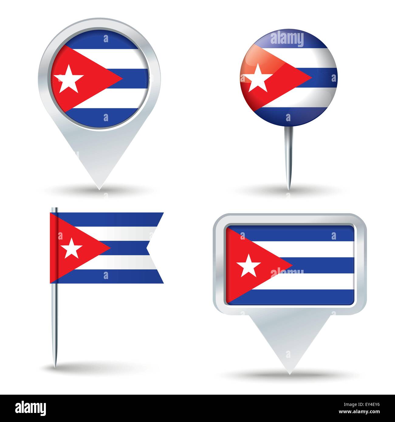 Map pins with flag of Cuba - vector illustration Stock Vector Image ...