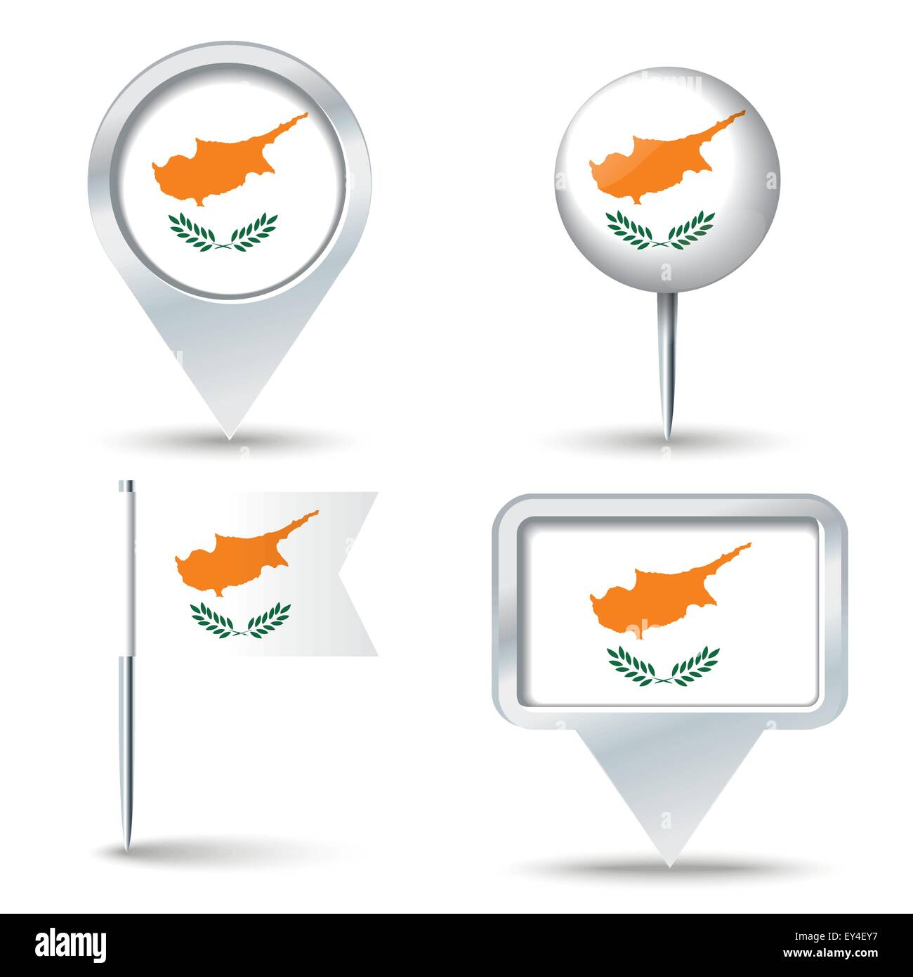 Map pins with flag of Cyprus - vector illustration Stock Vector Image ...