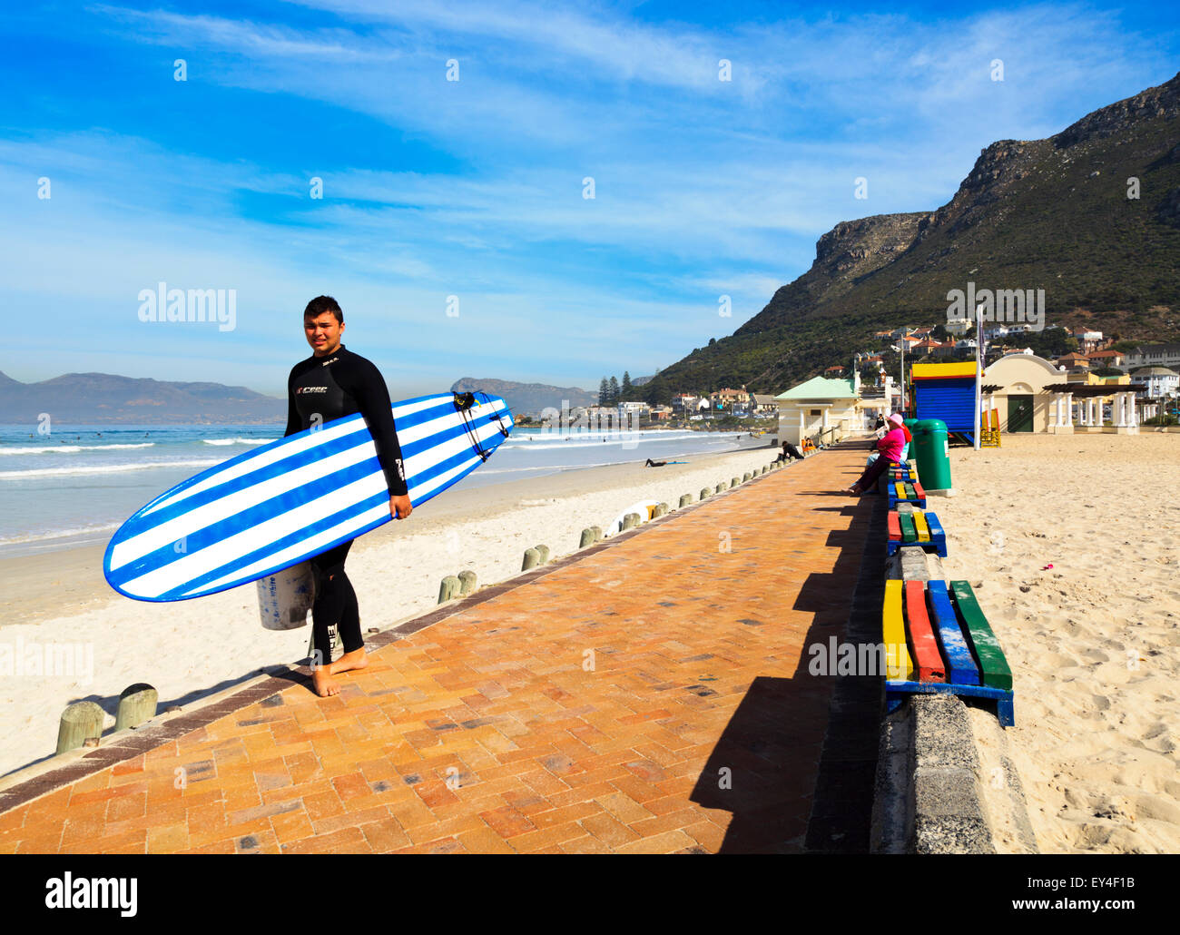 Surfer on Muizenberg Beach, Muizenberg Cape Town South Africa Stock ...