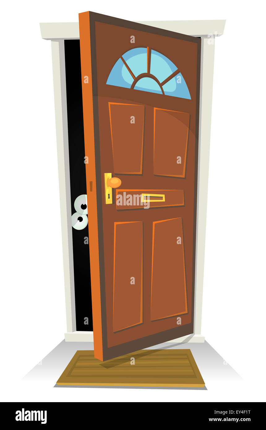 Illustration of a cartoon human character or creature hiding behind red ...