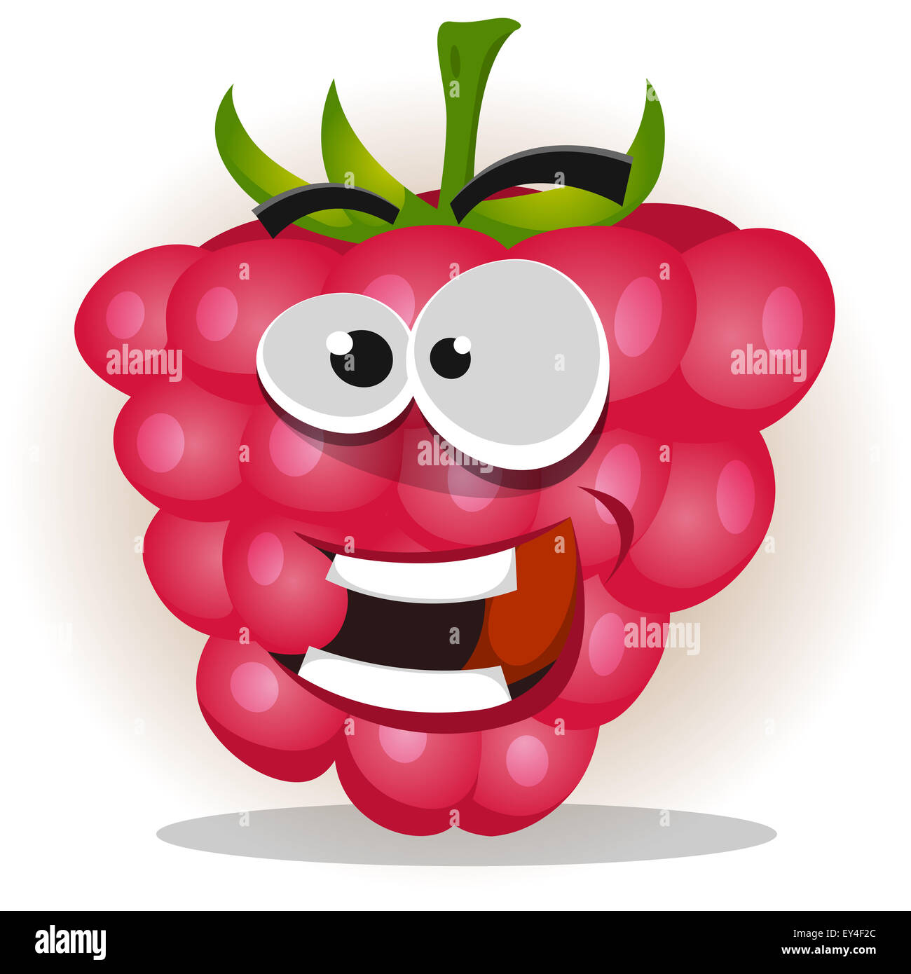 Illustration of a funny happy cartoon raspberry fruit character ...