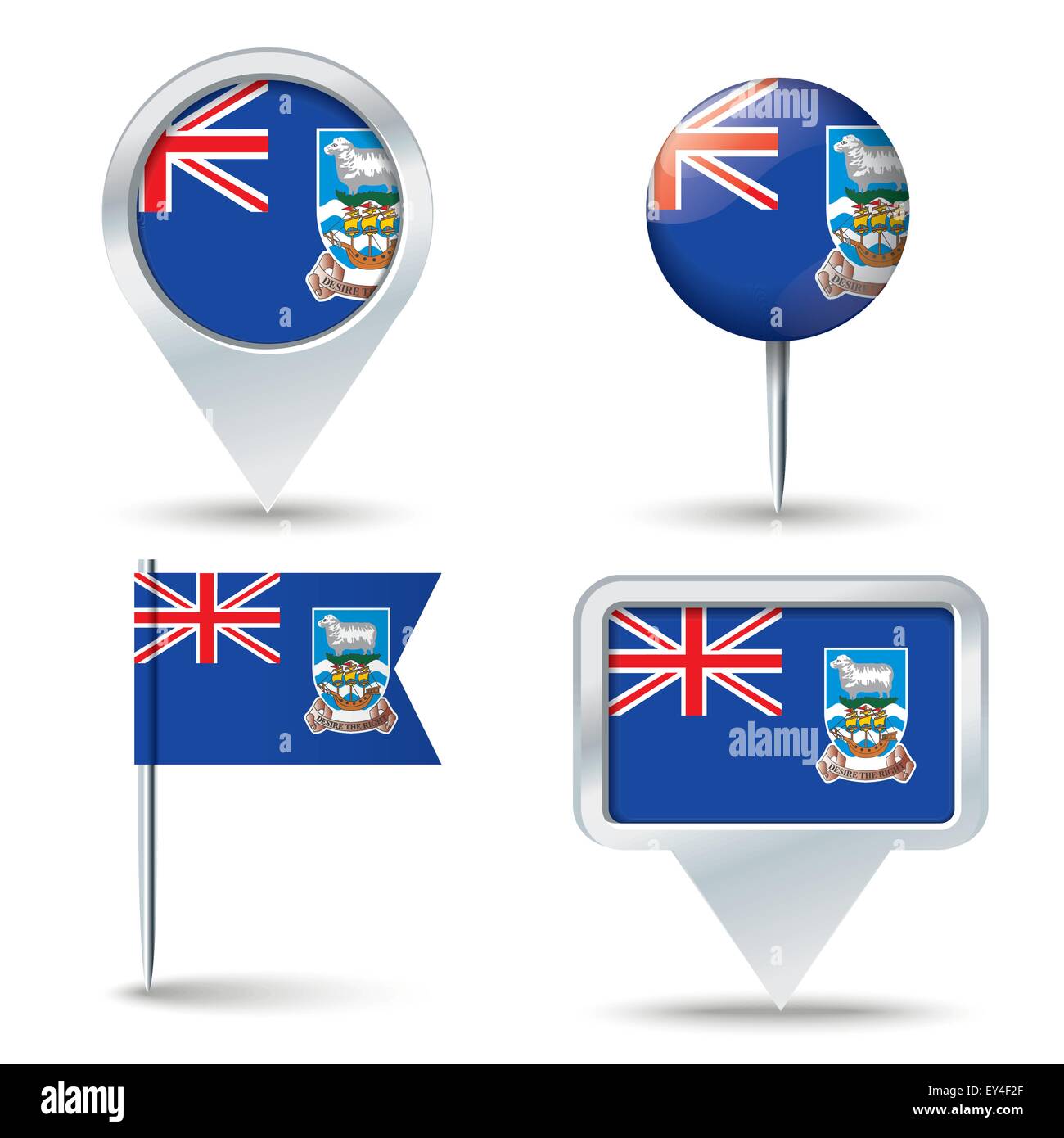 Map pins with flag of Falkland Islands - vector illustration Stock ...