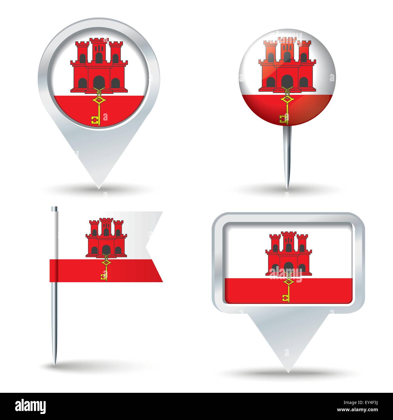 Map pins with flag of Gibraltar - vector illustration Stock Vector ...