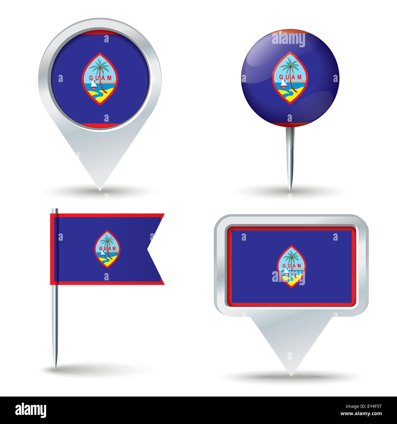 Map pins with flag of Guam - vector illustration Stock Vector Image ...