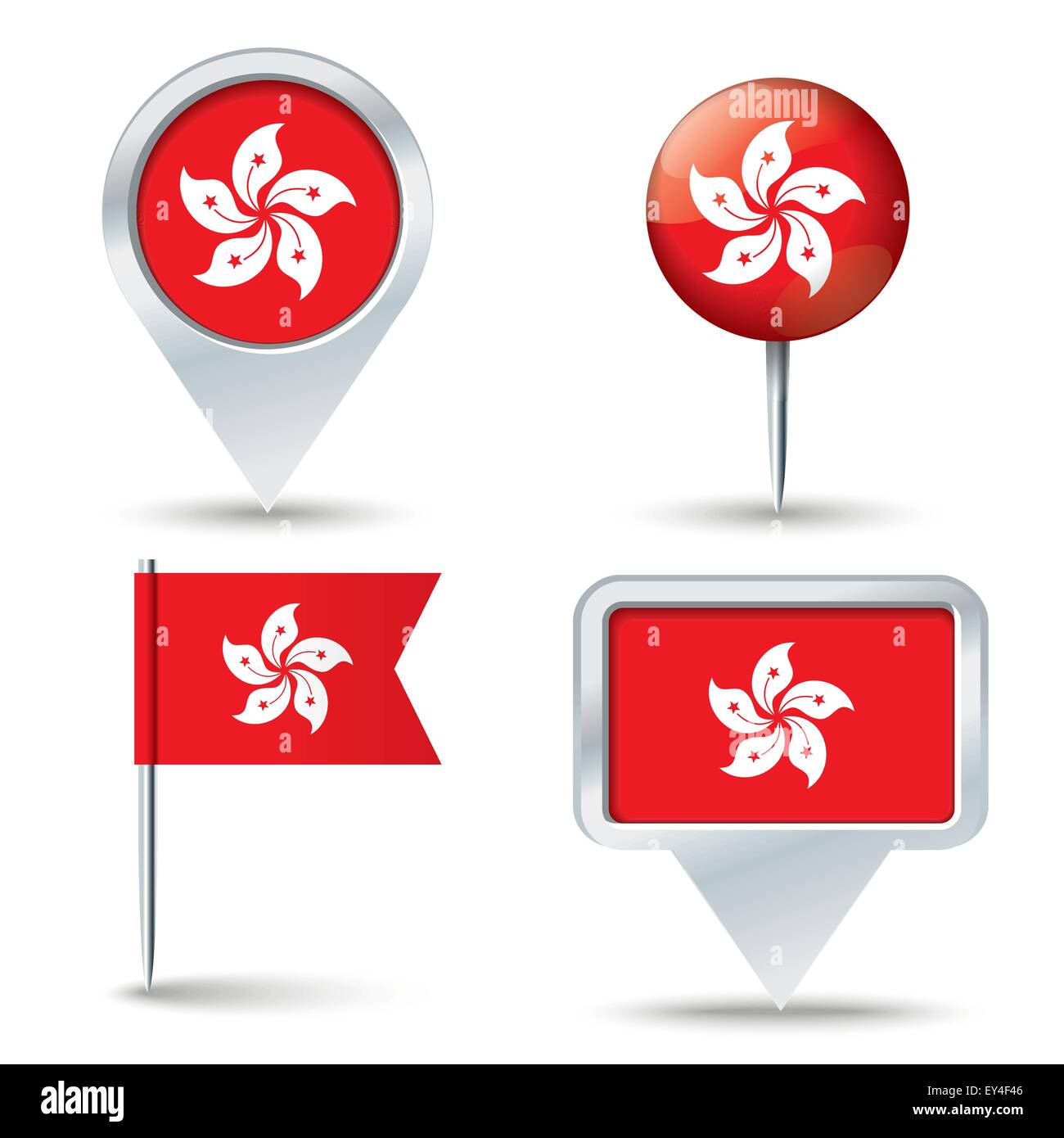 Map pins with flag of Hong Kong - vector illustration Stock Vector ...