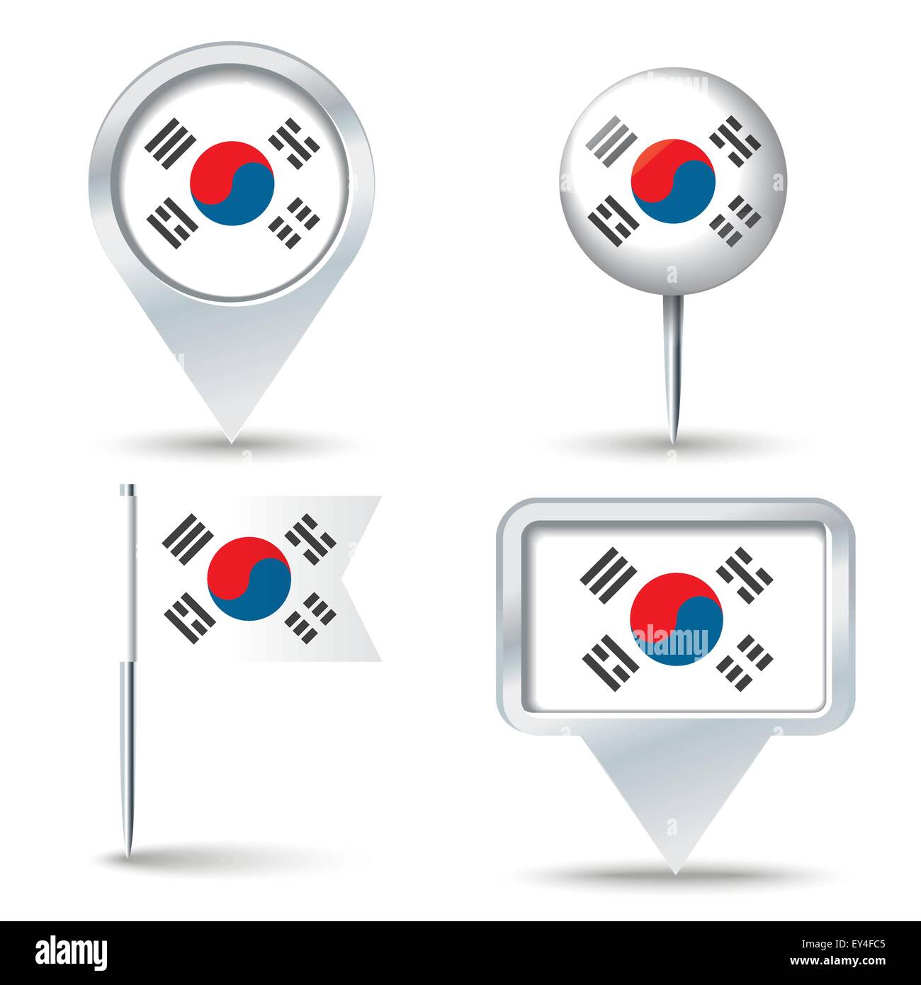 Map pins with flag of South Korea - vector illustration Stock Vector ...