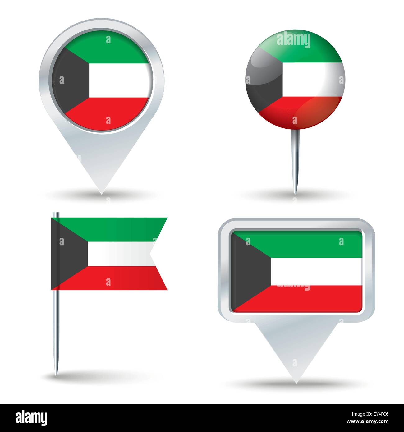 Map pins with flag of Kuwait - vector illustration Stock Vector Image ...