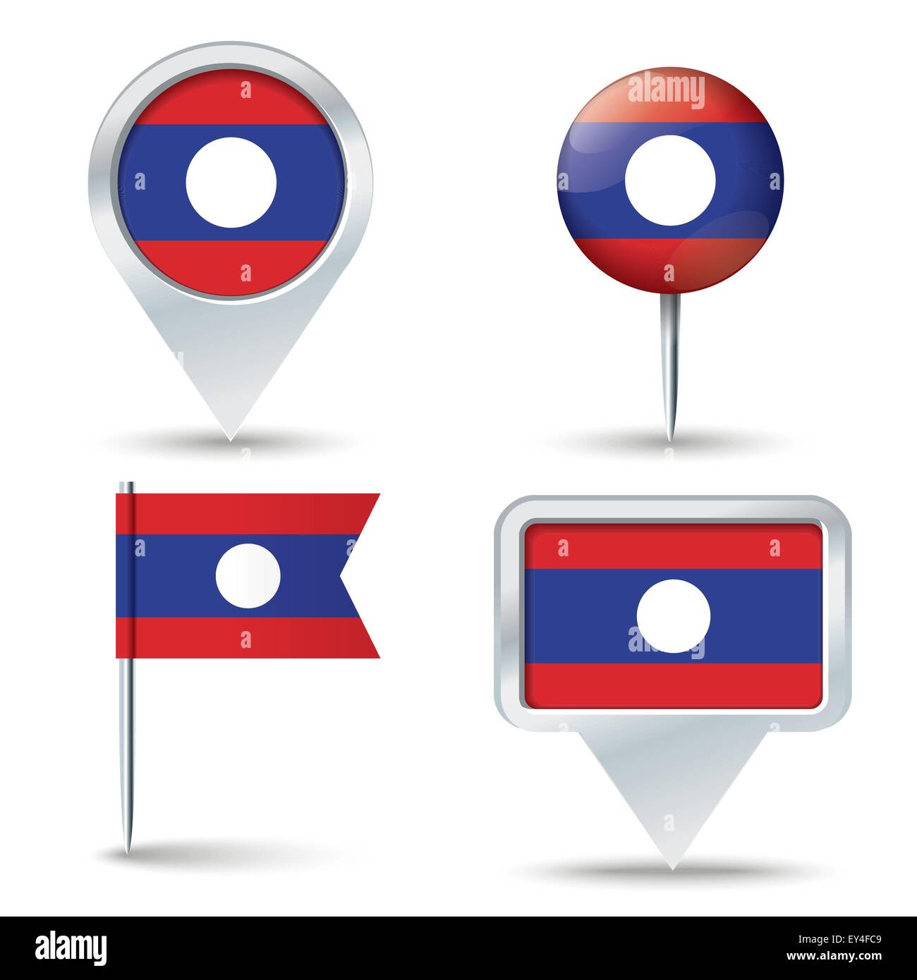 Map pins with flag of Laos - vector illustration Stock Vector Image ...