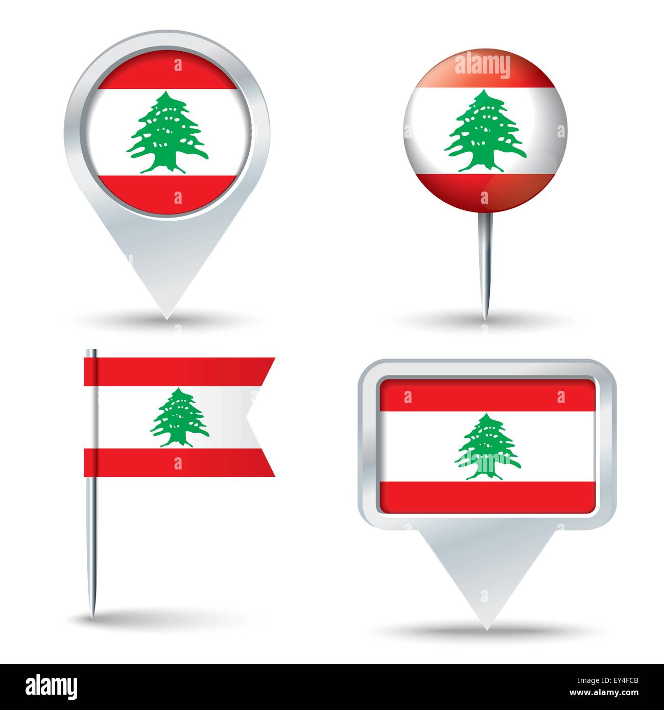 Map pins with flag of Lebanon - vector illustration Stock Vector Image ...