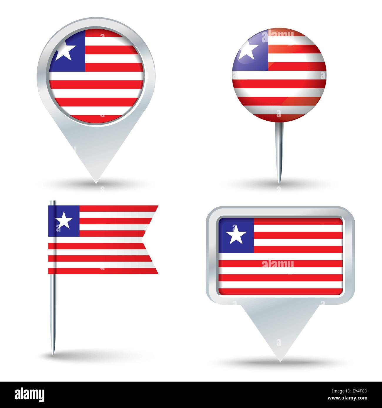 Map pins with flag of Liberia - vector illustration Stock Vector Image ...