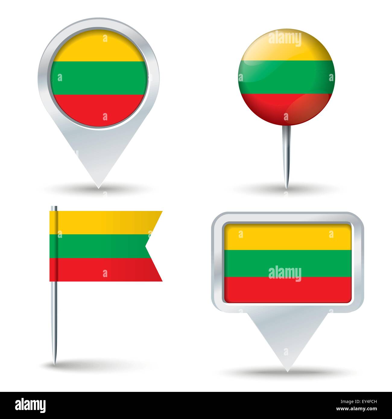 Map pins with flag of Lithuania - vector illustration Stock Vector ...