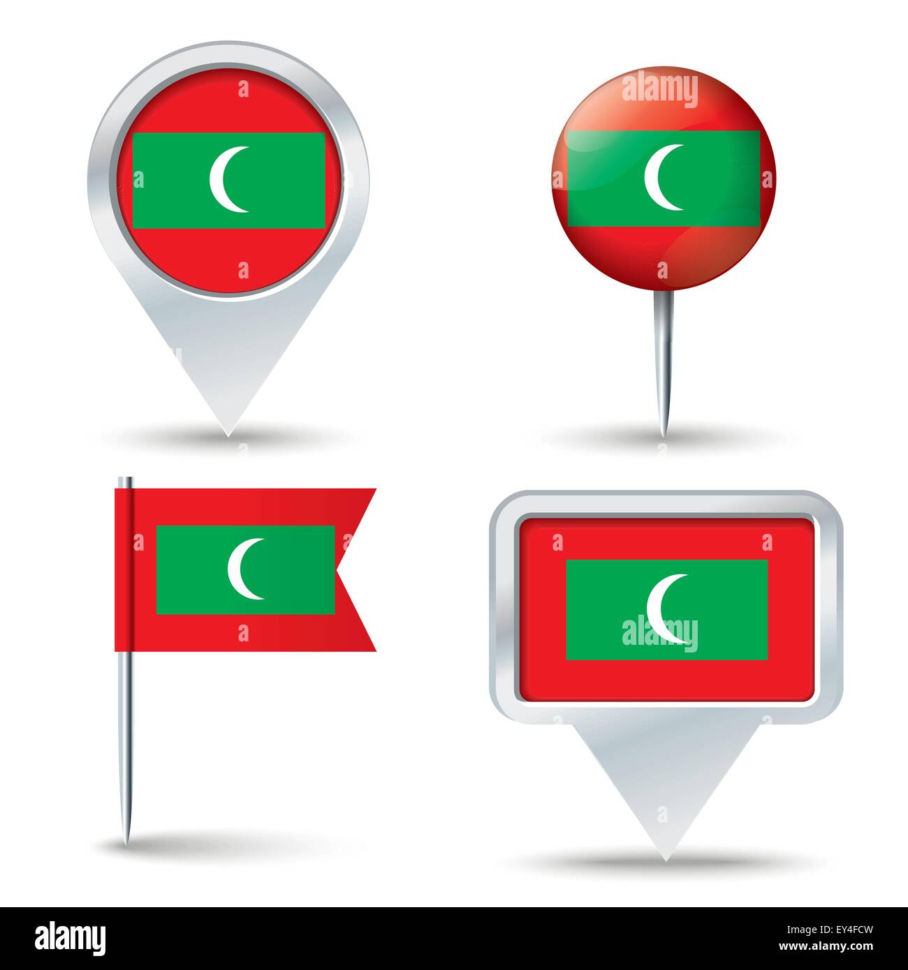 Map pins with flag of Maldives - vector illustration Stock Vector Image ...