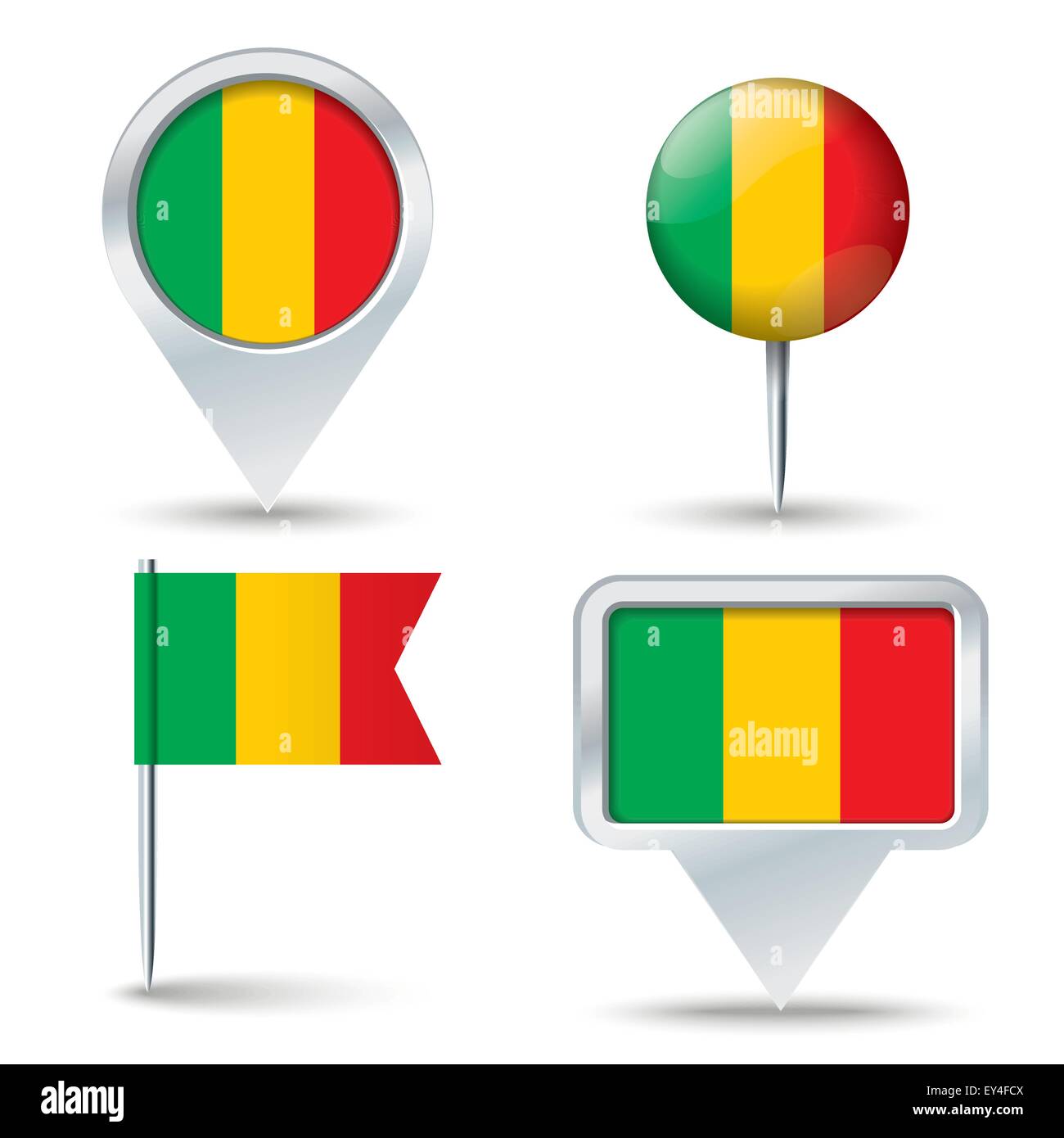 Map pins with flag of Mali - vector illustration Stock Vector Image ...