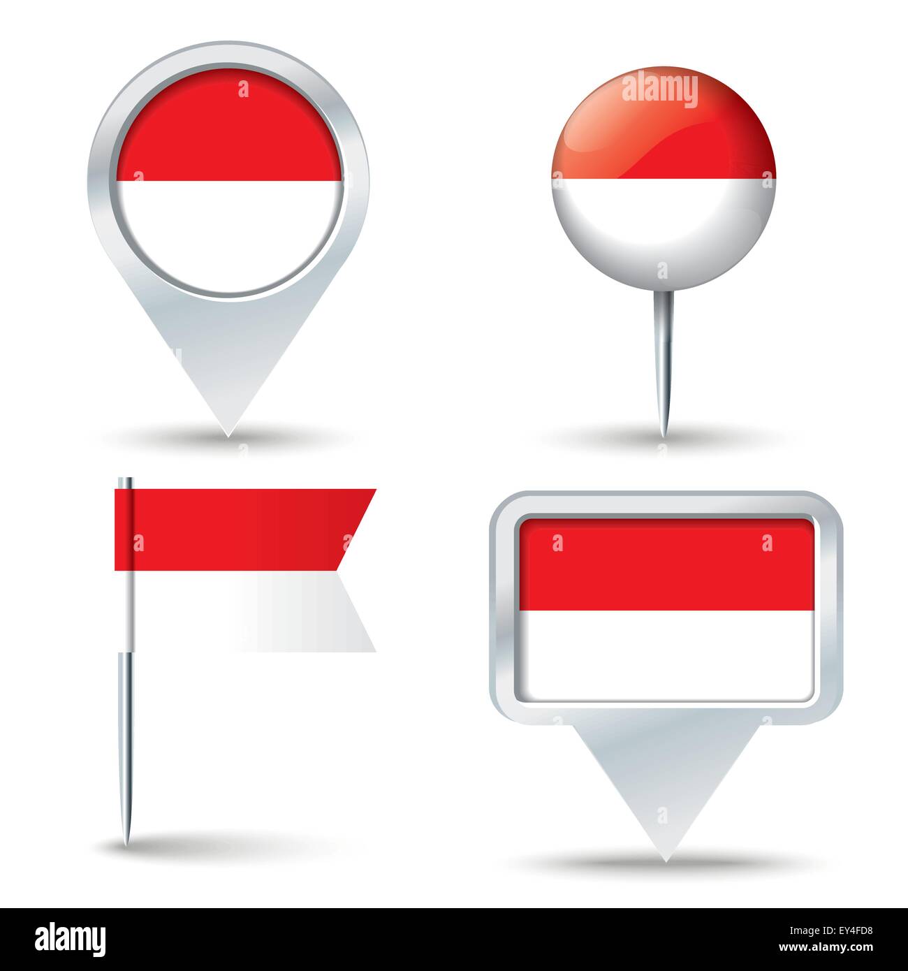 Map pins with flag of Monaco - vector illustration Stock Vector Image ...