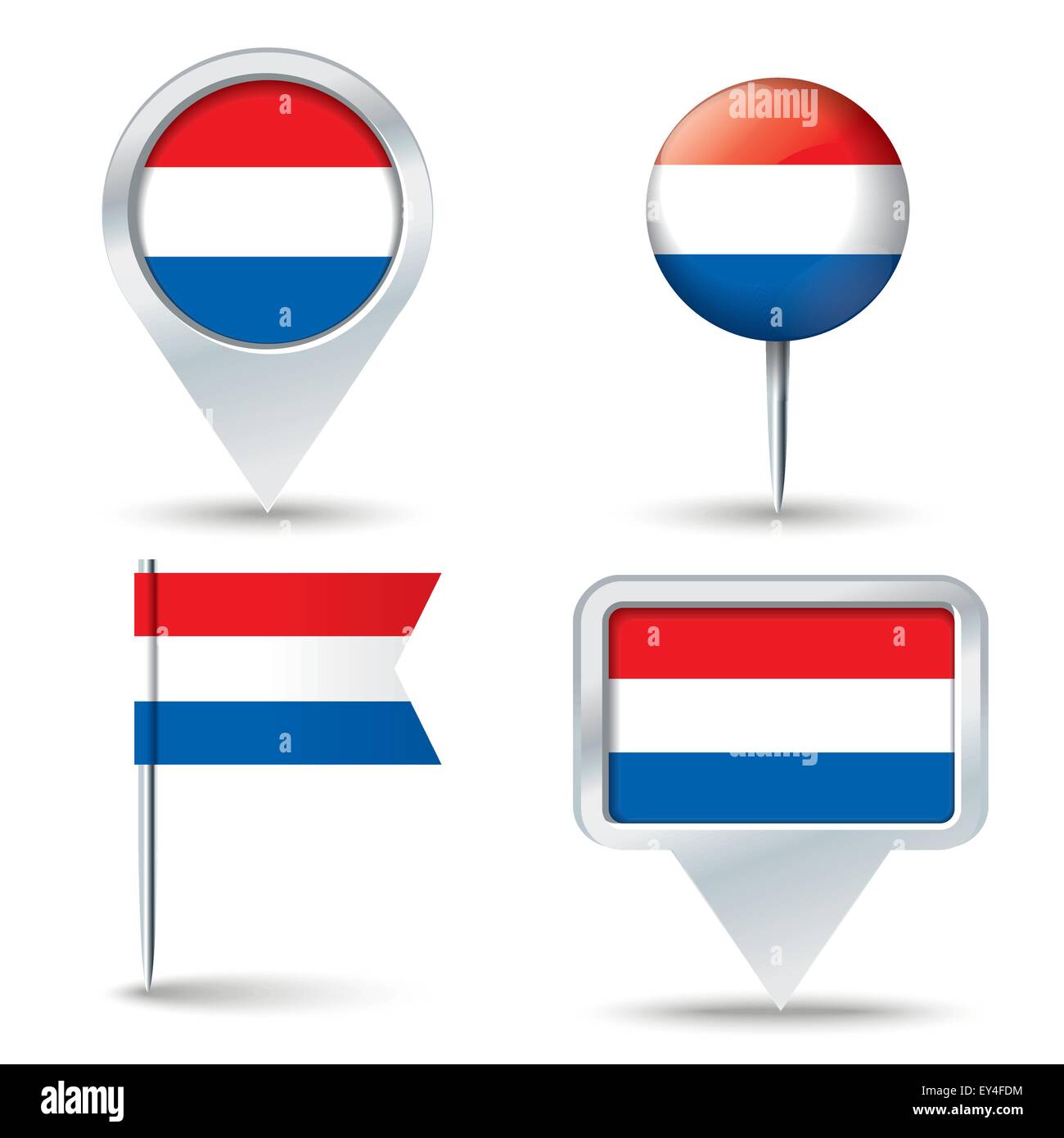 Map pins with flag of Netherlands - vector illustration Stock Vector ...