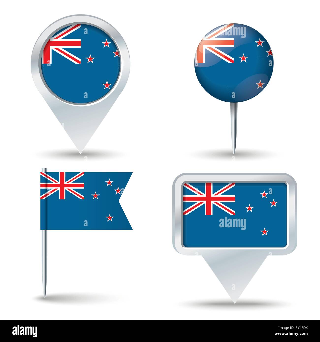 Map pins with flag of New Zealand - vector illustration Stock Vector ...