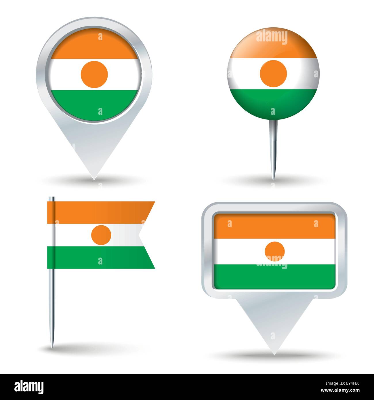 Map pins with flag of Niger - vector illustration Stock Vector Image ...