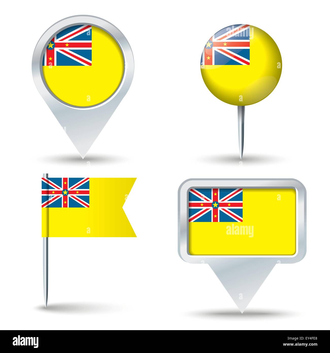 Map pins with flag of Niue - vector illustration Stock Vector Image & Art - Alamy