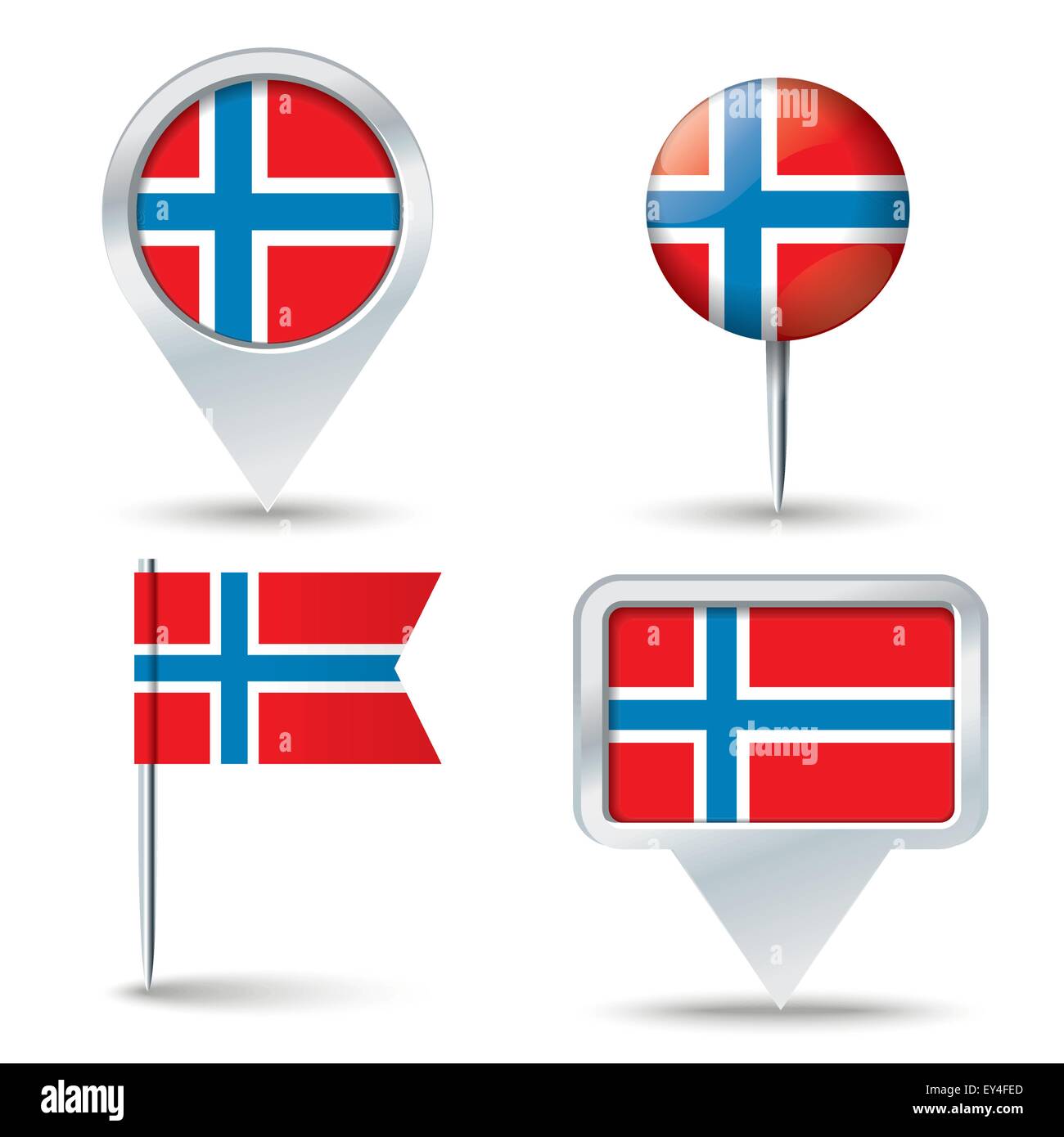 Map pins with flag of Norway - vector illustration Stock Vector Image ...