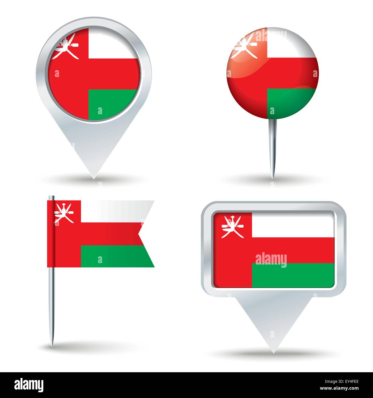 Map pins with flag of Oman - vector illustration Stock Vector Image ...