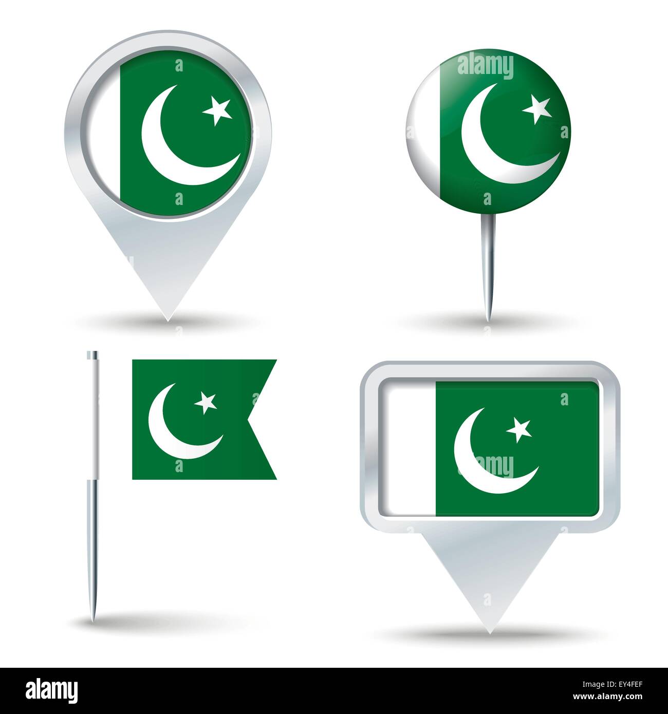Map pins with flag of Pakistan - vector illustration Stock Vector Image ...