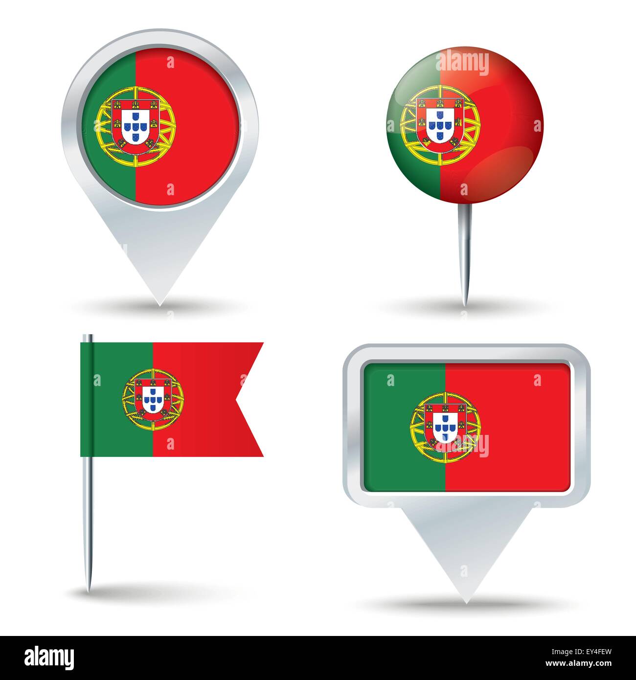 Map pins with flag of Portugal - vector illustration Stock Vector Image ...