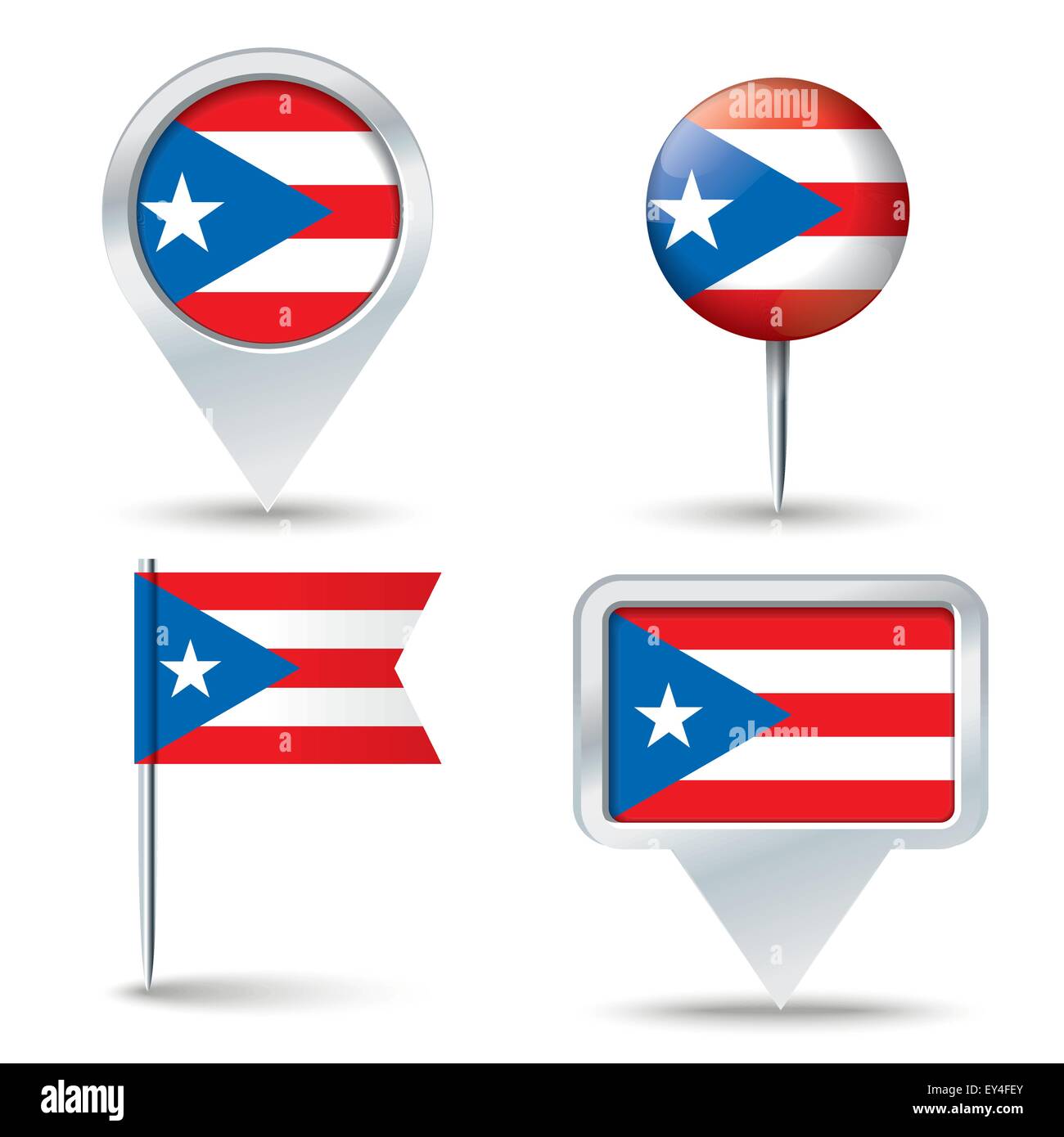 Map pins with flag of Puerto Rico - vector illustration Stock Vector ...