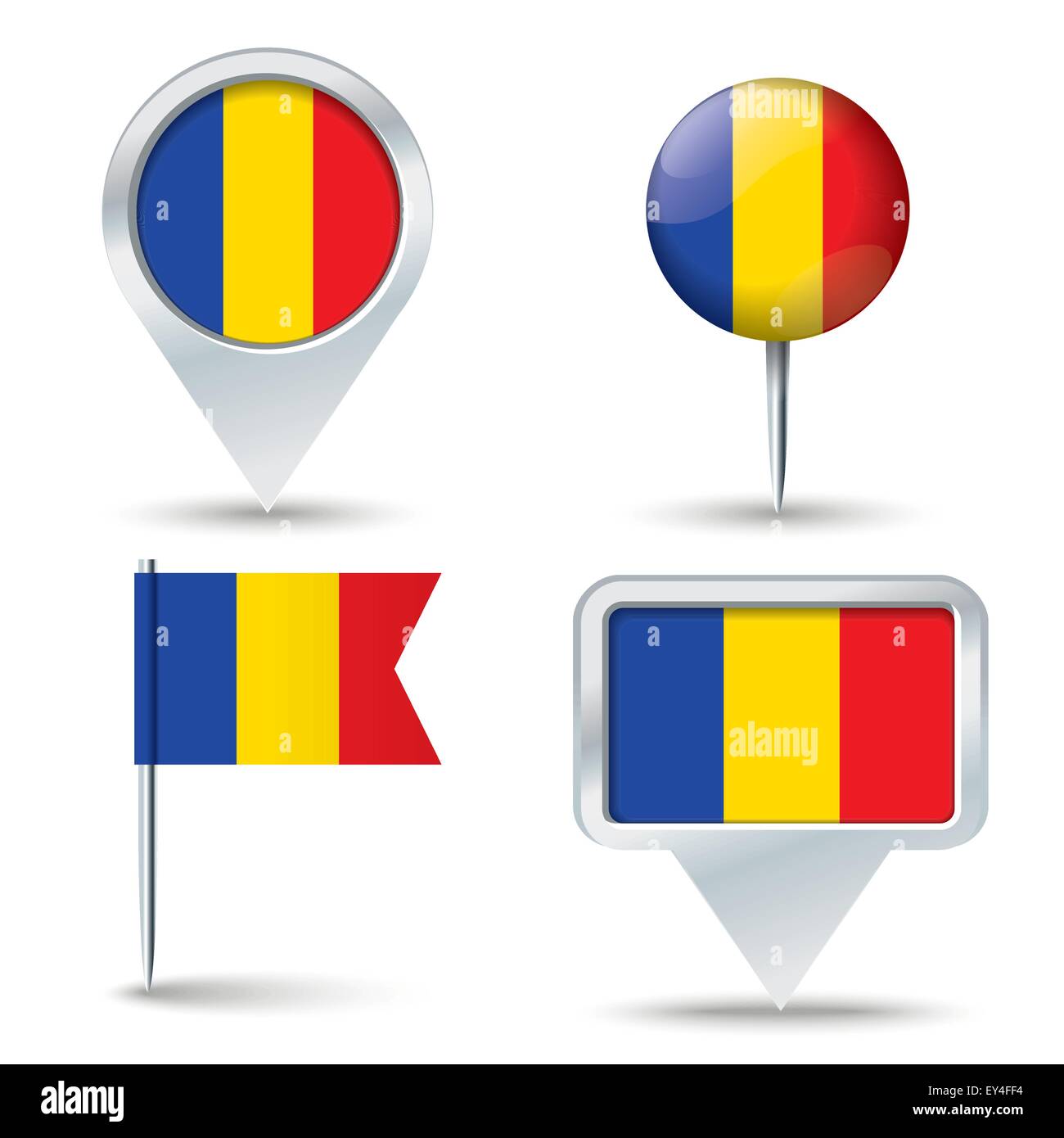 Map pins with flag of Romania - vector illustration Stock Vector Image ...