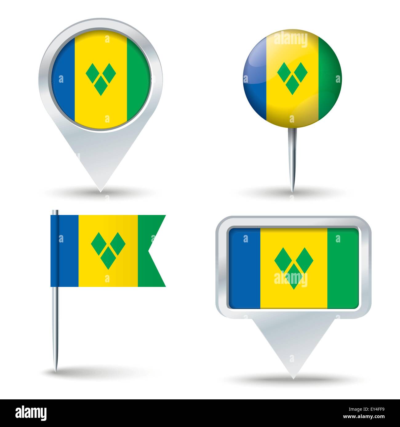 Map pins with flag of Saint Vincent and the Grenadines - vector ...