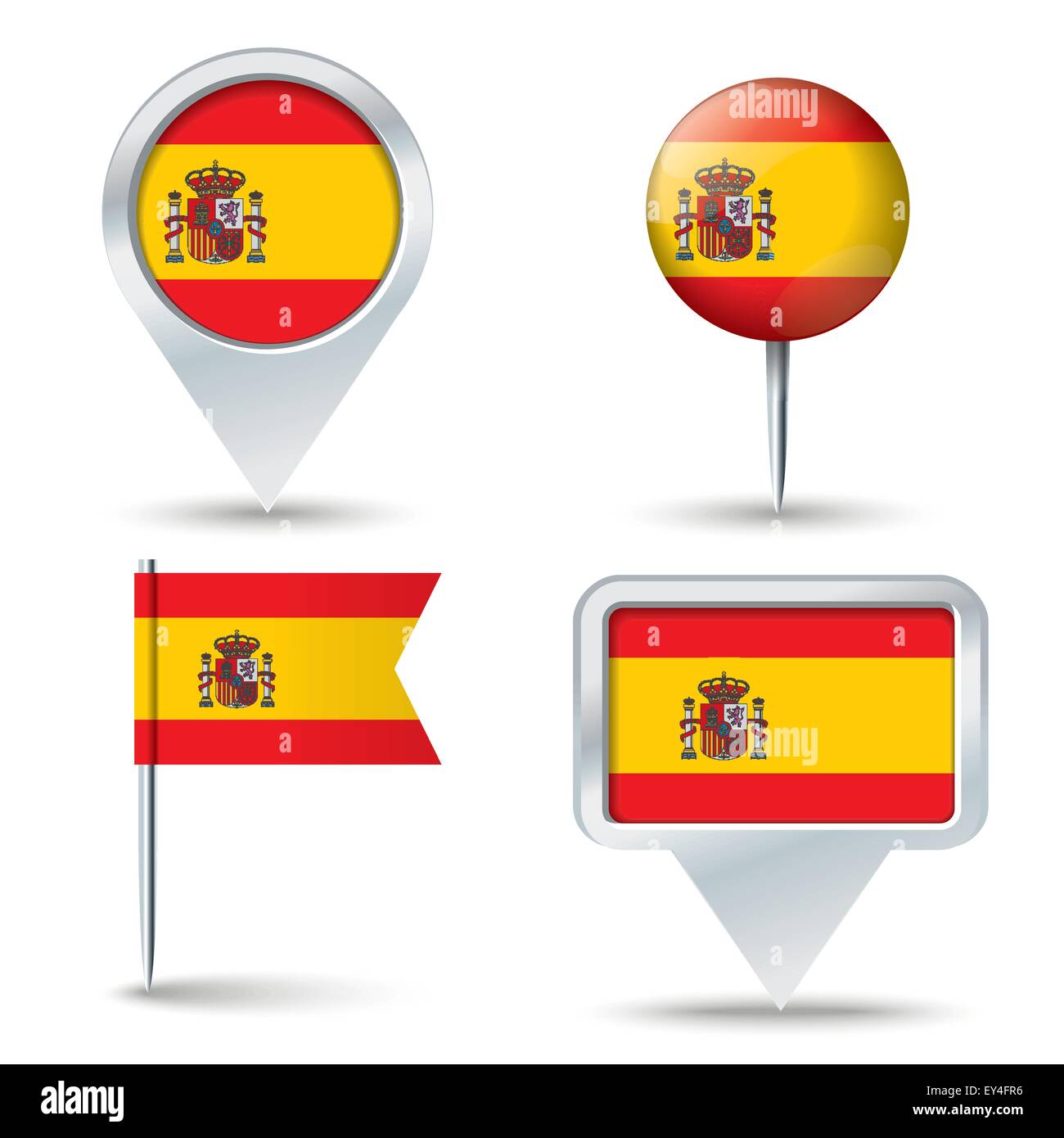 Map pins with flag of Spain - vector illustration Stock Vector Image ...