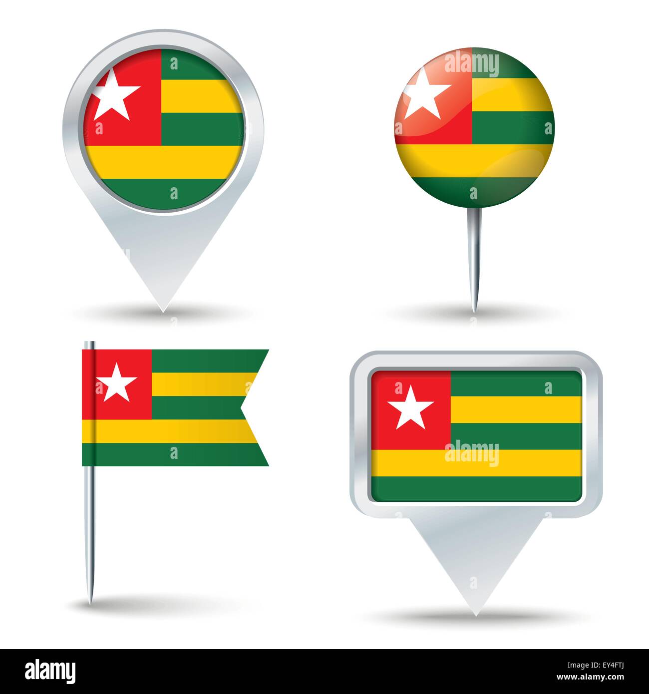 Map pins with flag of Togo - vector illustration Stock Vector Image ...