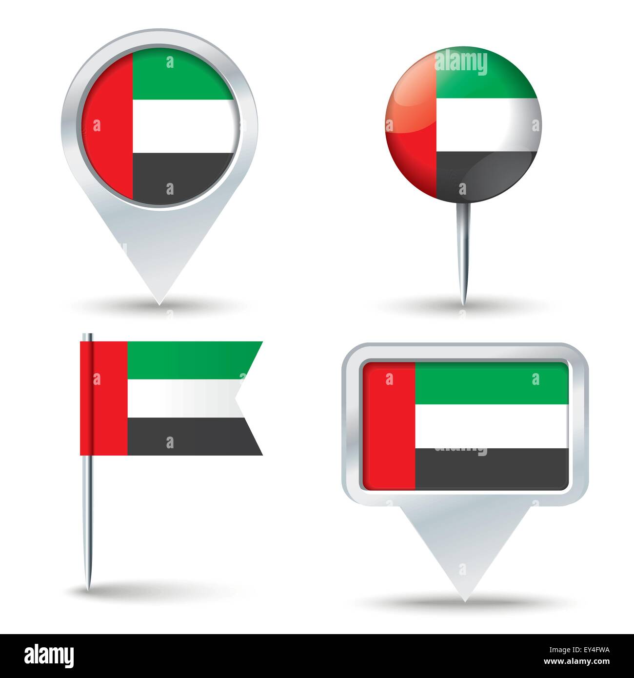 Map pins with flag of United Arab Emirates - vector illustration Stock ...