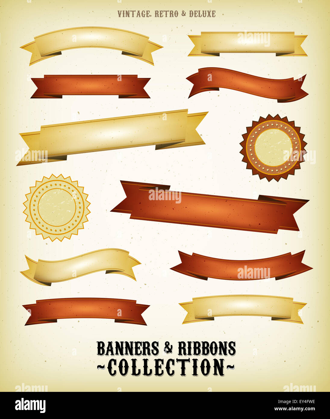 Illustration of a collection of vintage retro banners, signs and ...