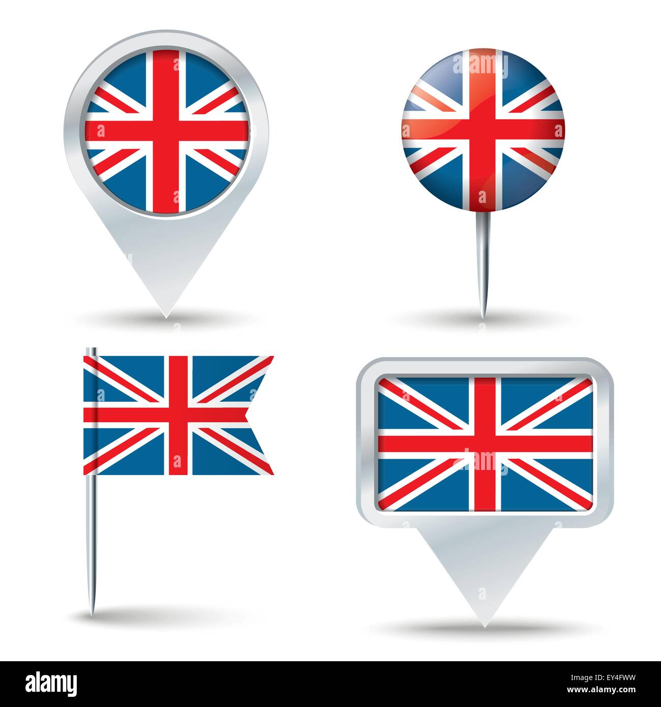 Map pins with flag of United Kingdom - vector illustration Stock Vector ...