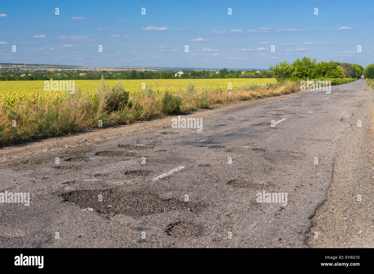 Bad road Ukrainian rural area Stock Photo - Alamy