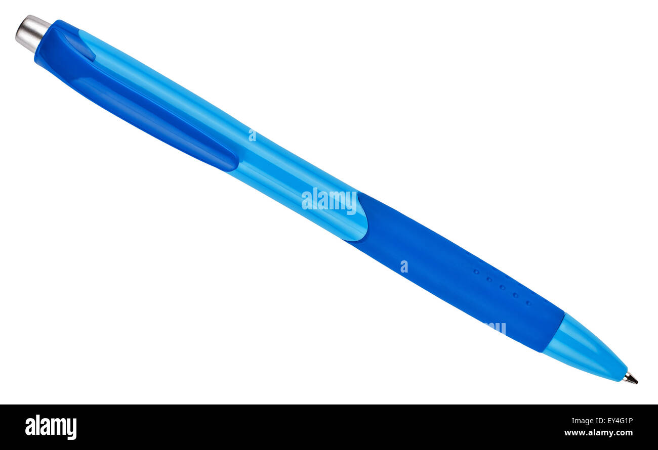 the blue ballpoint pen isolated on white background Stock Photo - Alamy